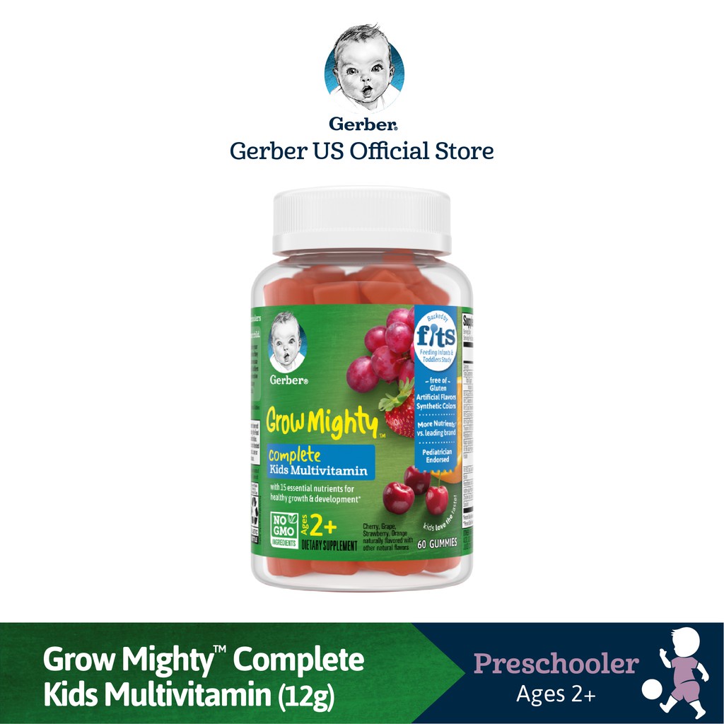 Gerber Grow Mighty Complete Kids Gummy Multivitamin 12g Bottle | Shopee ...