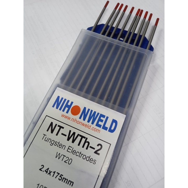 NIHONWELD NT-WTh-2 TUNGSTEN ELECTRODE RED TIP 2.4X175MM(2PCS) | Shopee ...