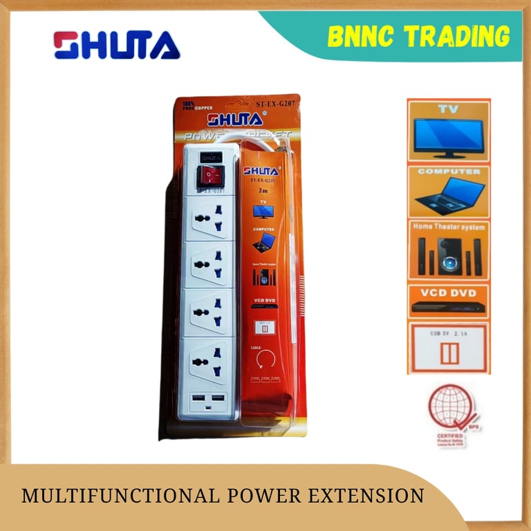 SHUTA G207 MULTIFUNCTIONAL POWER EXTENSION OUTLET USB PORTS OVERLOAD ...