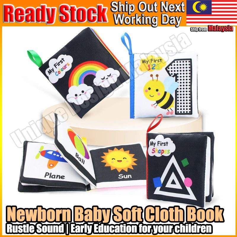 4 Styles Newborn Baby Soft Cloth Book Rustle Sound Kid's Early ...