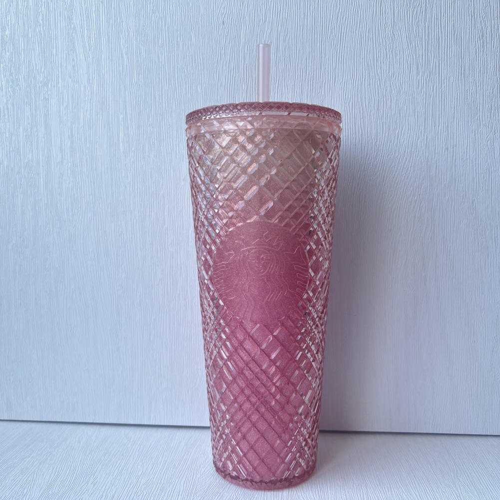 710ml Starbucks Large Capacity Colorful Laser Diamond Straw Cup Double ...