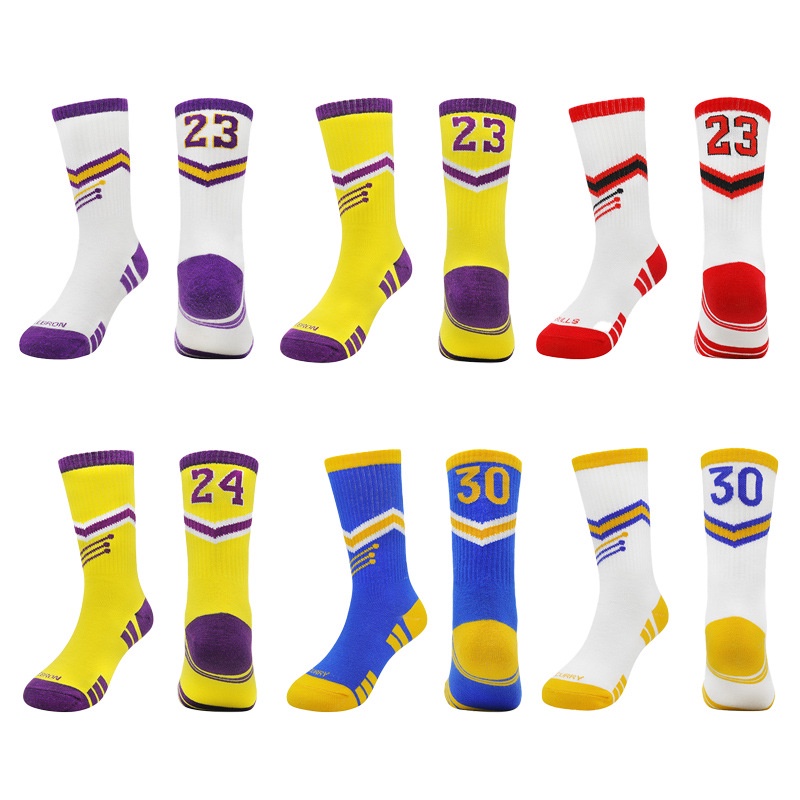 Children's Digital Number Basketball Socks Student Sports Socks Boys ...