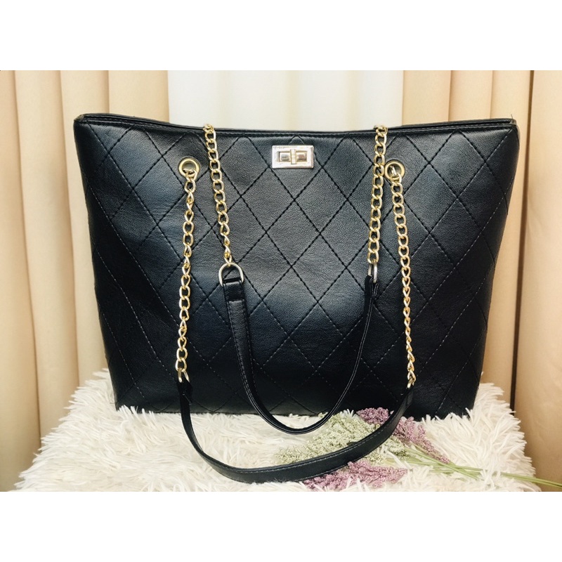 Classy Tote Bag Black | Shopee Philippines