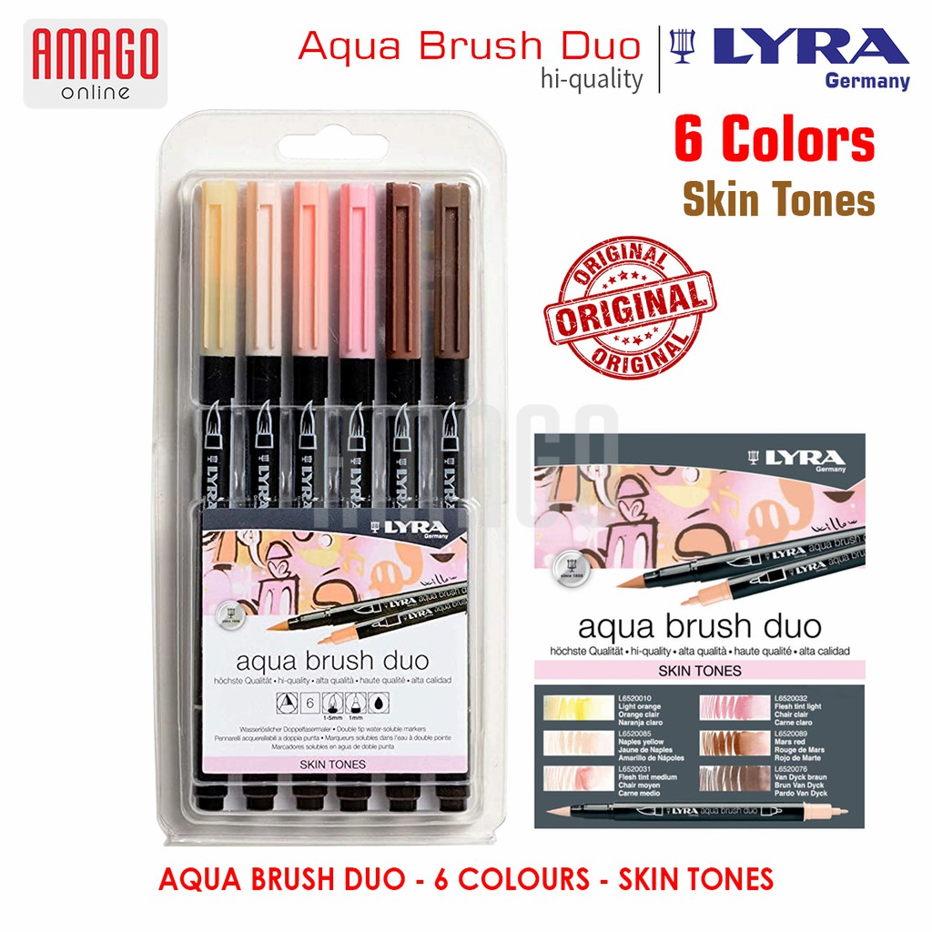 Lyra Aqua Brush Duo - Skin Tones - 2 Tip Markers - Skin Tone - 6 colors - 6521062 | Shopee ...