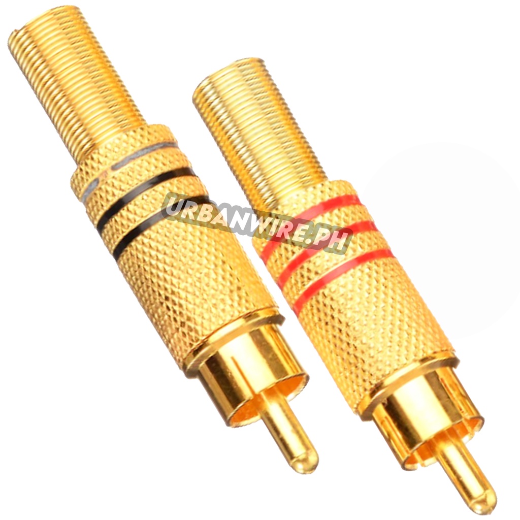 🟦【PER SET】Gold Plated RCA Connectors RCA Phono Plug Audio Video Cable ...