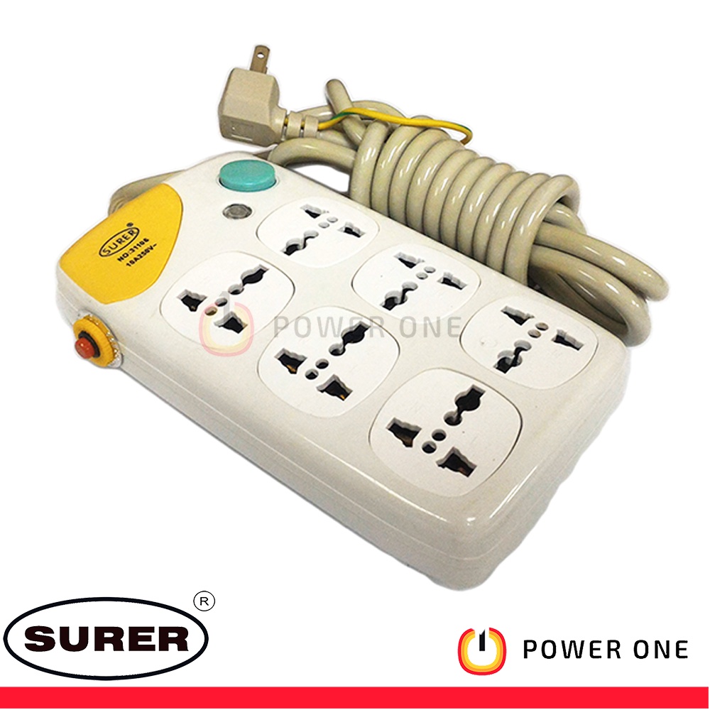 Surer 31106 6 Gang Universal Outlet Extension Cord (3m) | Shopee ...