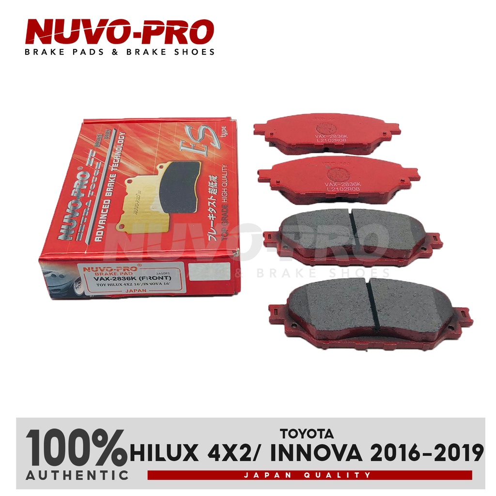 Nuvo-Pro Brake Pad Front Toyota Hilux 4x2 / Innova 2016 VAX-2836K SET ...