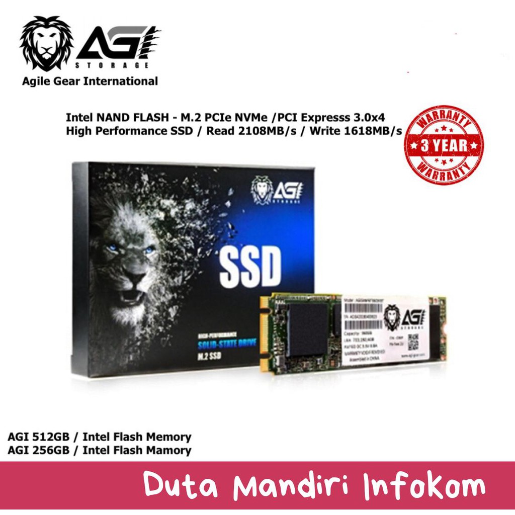 Agi SSD 256GB M.2 2280 NVMe PCIe Gen3 x4 - 3D Nand M2 2280 256GB | Shopee Philippines