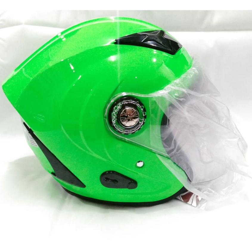 RXR GLOSSY GREEN OPEN FACE HELMET / MOTORCYCLE HALF FACE HELMET ...
