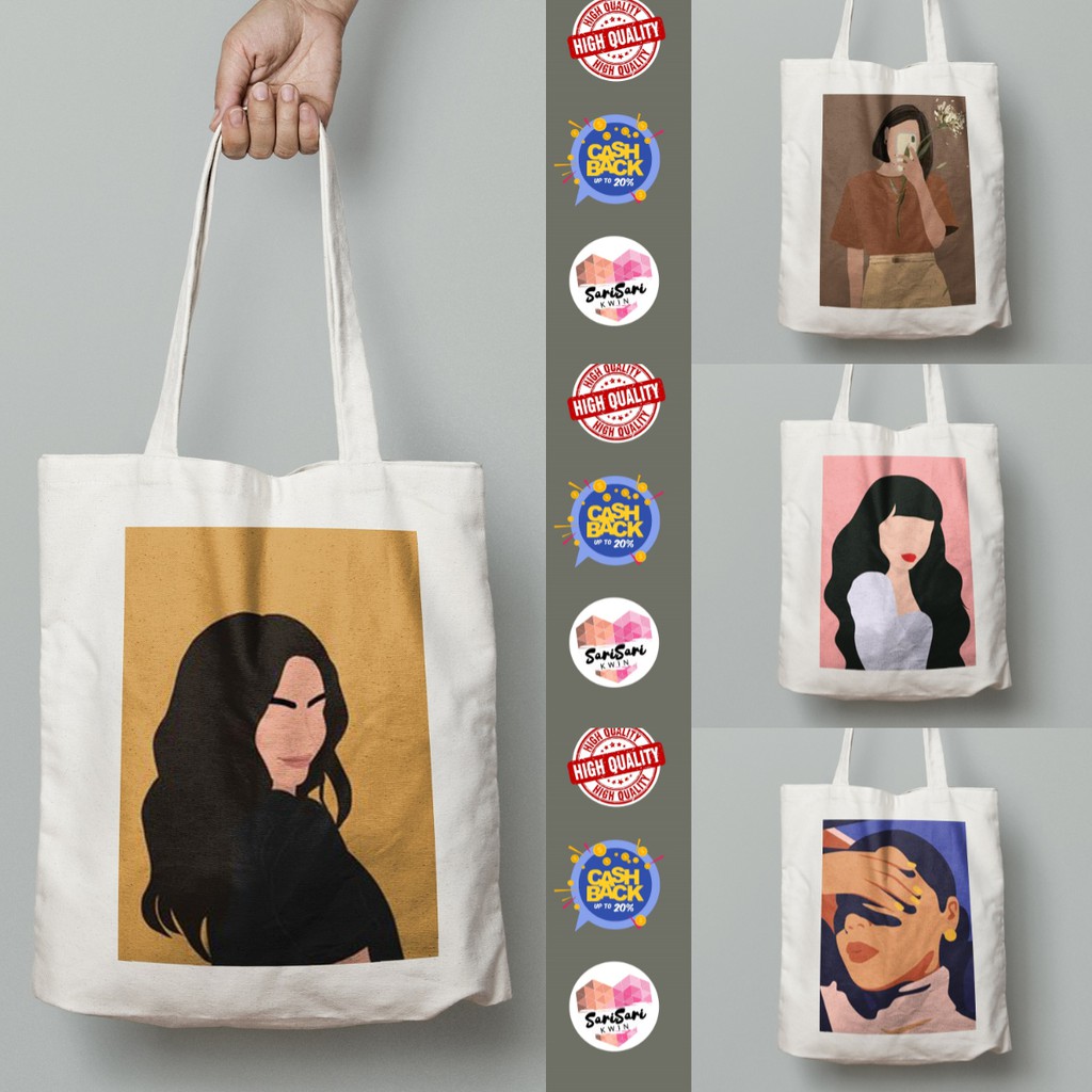 AESTHETIC | Woman Art Tote Bags | MORE DESIGNS | Vector Art ...