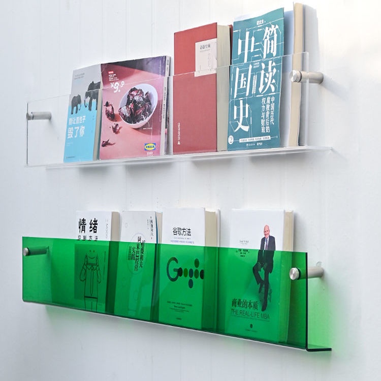Colorful Transparent Acrylic Bookcase Book Stand Magazine Rack Wall ...