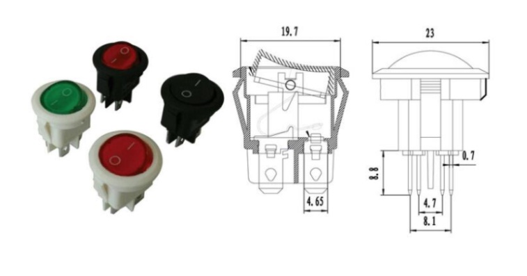 5Pcs KCD1 Rocker Switch 23mm 20mm 6A/250V AC 10A/125V AC 2Pin 3Pin 4Pin ...