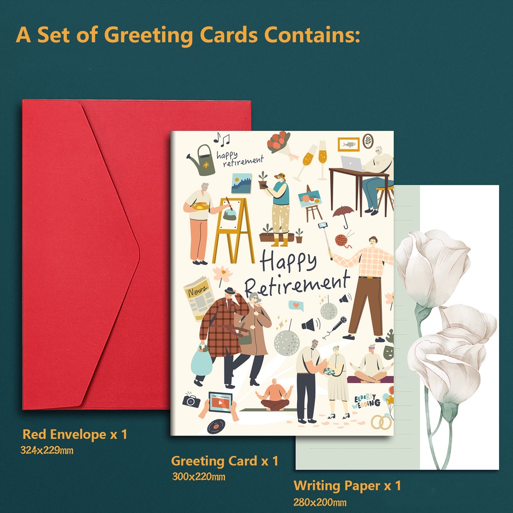 Super Big Size A4 Happy Retirement Greeting Card With Envelope | Shopee ...