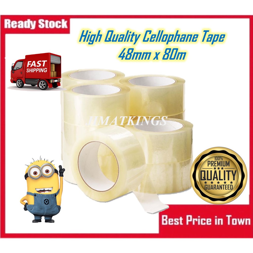 Opp Tape Cellophane Tape 48mm x 80m Transparent Packaging Tape | Shopee ...