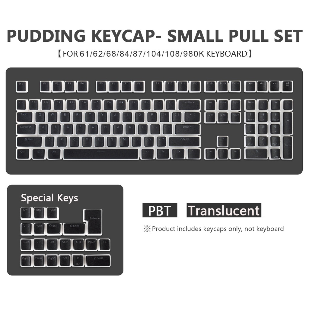 RK ROYAL KLUDGE 129 Key General Pudding Pbt Keycaps Two-Color Injection ...