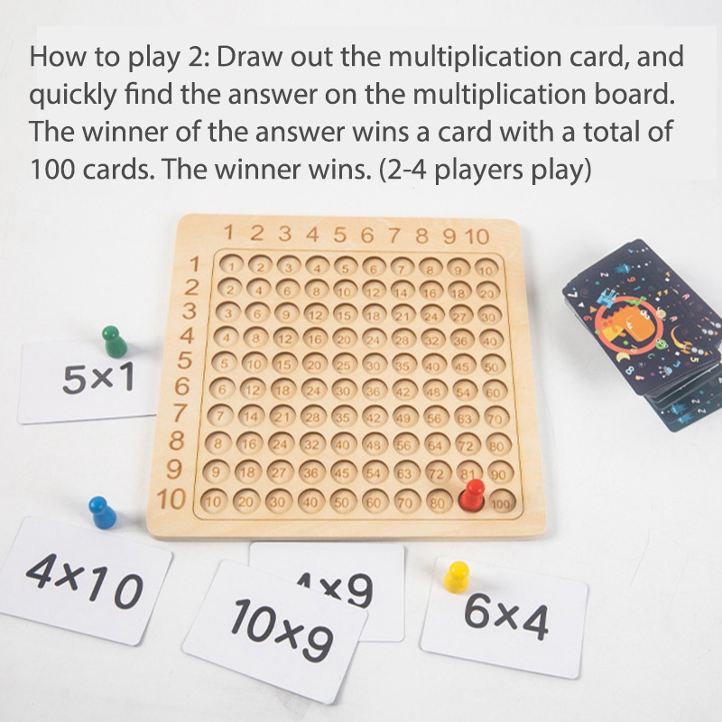 Montessori Multiplication Board Game, 99 Multiplication Table Math ...