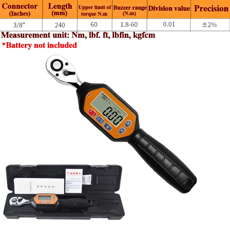 10/30/60/100 N.m Digital Torque Wrench High-precision Adjustable Torque Rachet Spanner Alarm ...