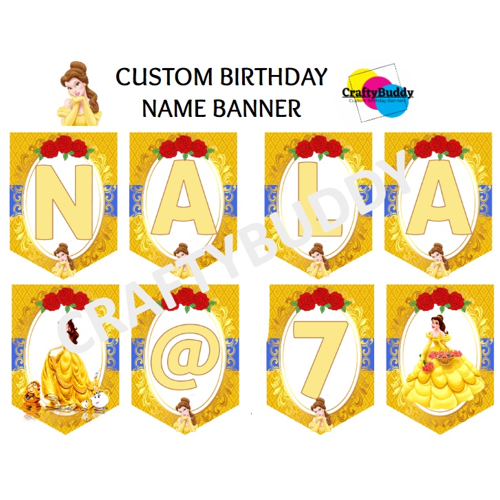 PRINCESS BELLE BEAUTY & THE BEAST buntings name birthday banner (SOLD ...
