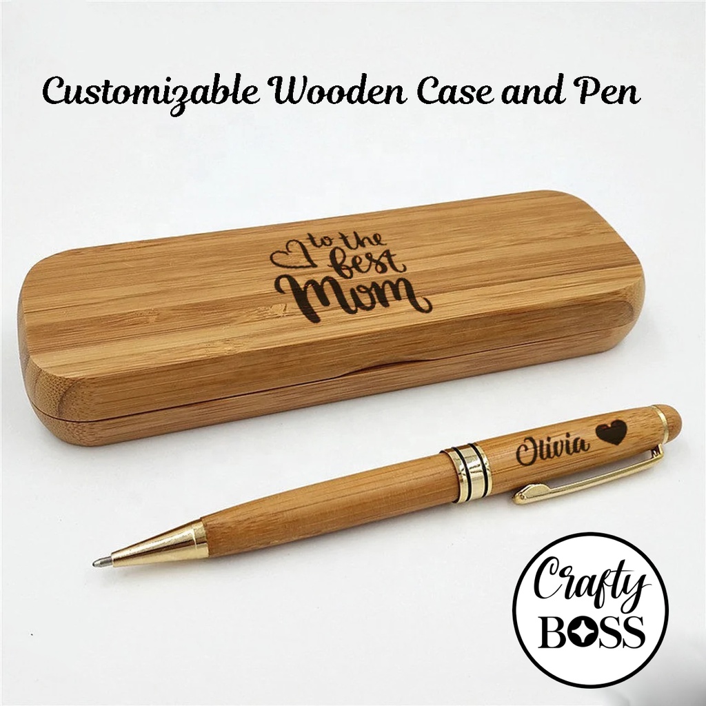 Personalized Wooden Pen with Wooden Box, Laser Engraved Pen | Shopee ...