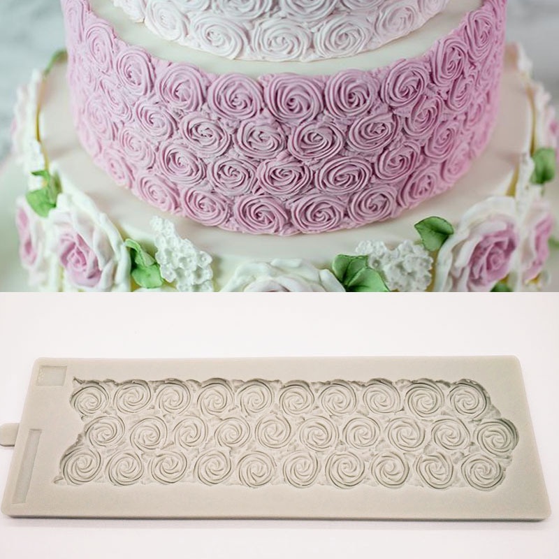 Cake Silicone Mold Large Rose Piping Cake Edge Tool Chocolate Fondant ...