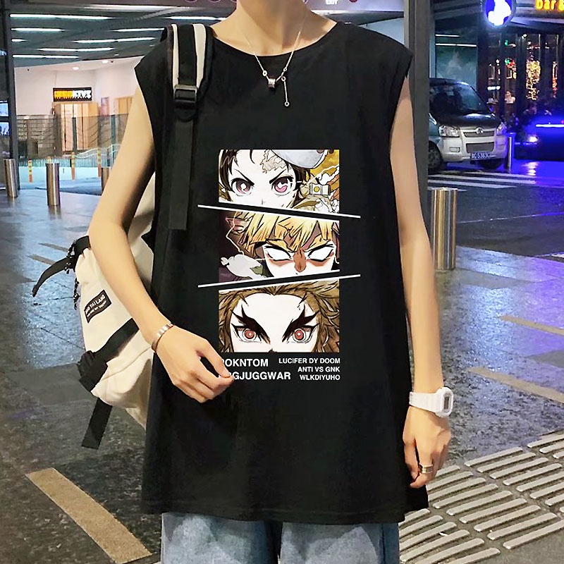 Fashion Trend Graffiti Cartoon Anime Printed Men's Tank Top For Men Gym ...