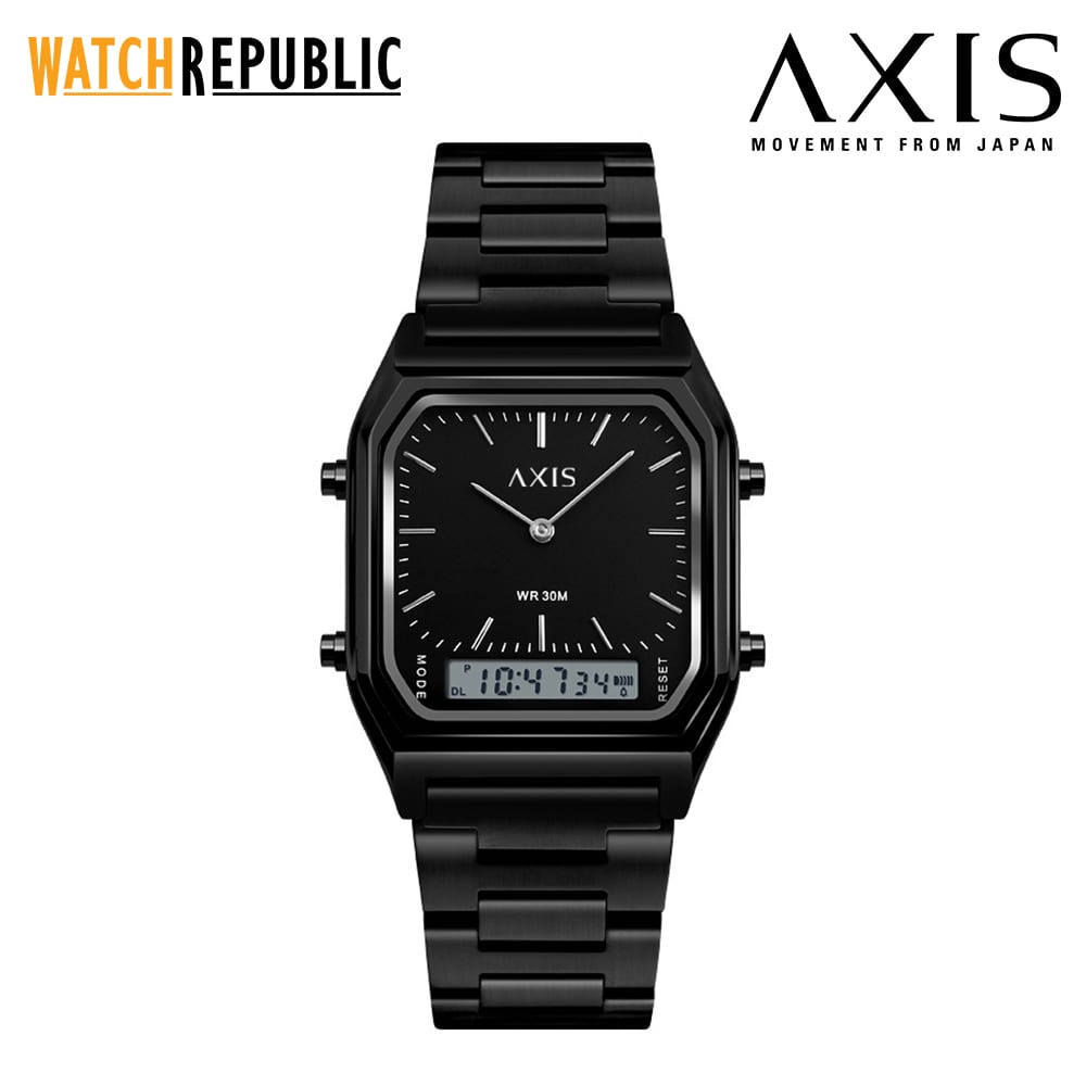 Axis Quad Black Stainless Steel Analog Quartz Watch For Unisex AP3343 ...