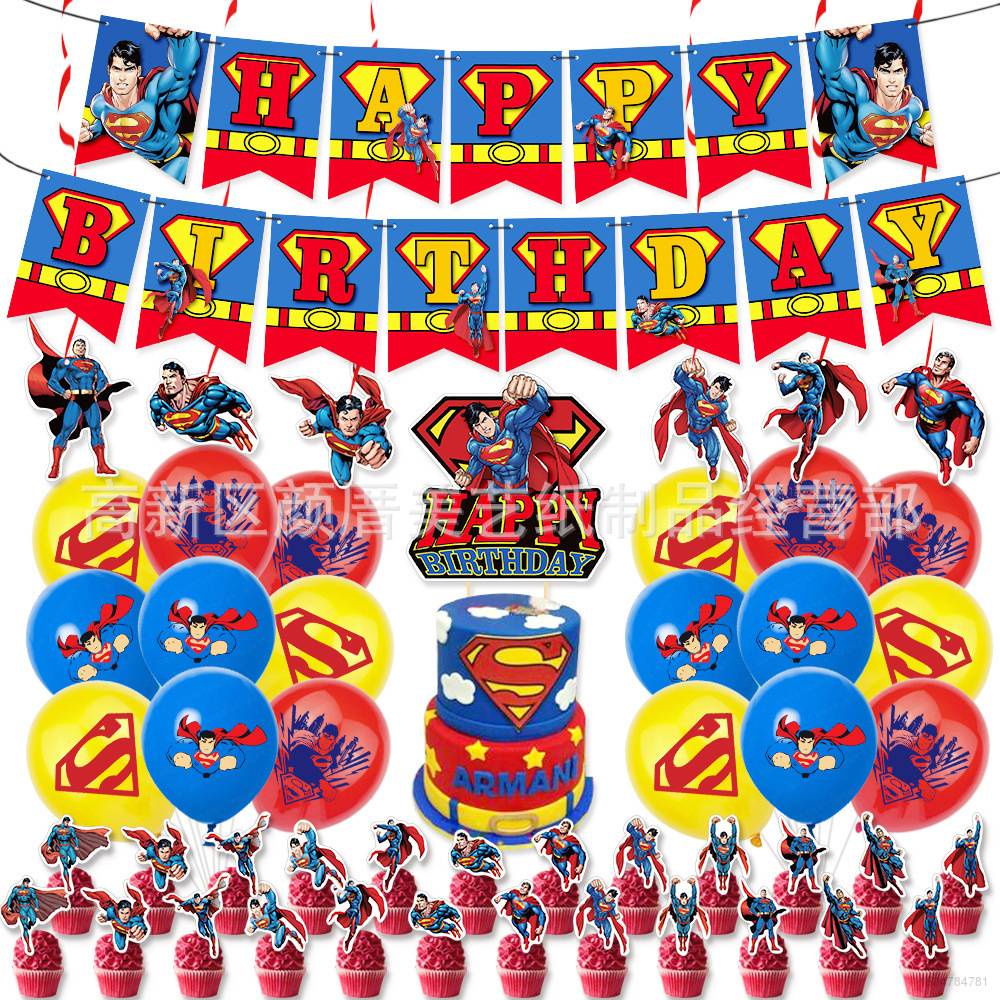 DC Justice League Superman Theme Happy Birthday Party Decorations Set ...