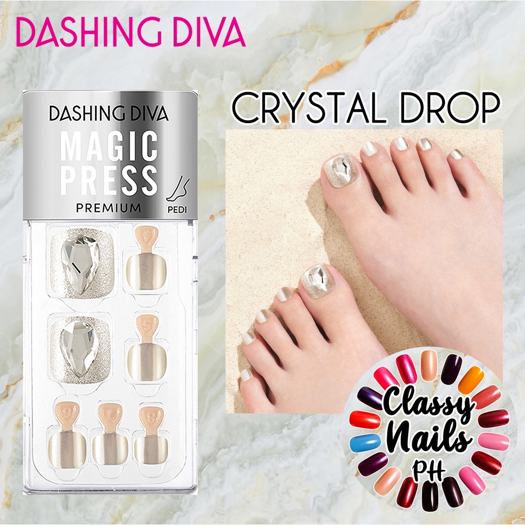Pedicure - Crystal Tear Drop • Dashing Diva • Magic Press • Pedicure • Press On Korean Faux ...