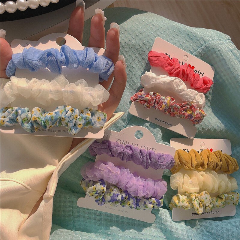 Scrunchie Hair Ties Ponytail Holder Solid color Lady Scrunchies ...