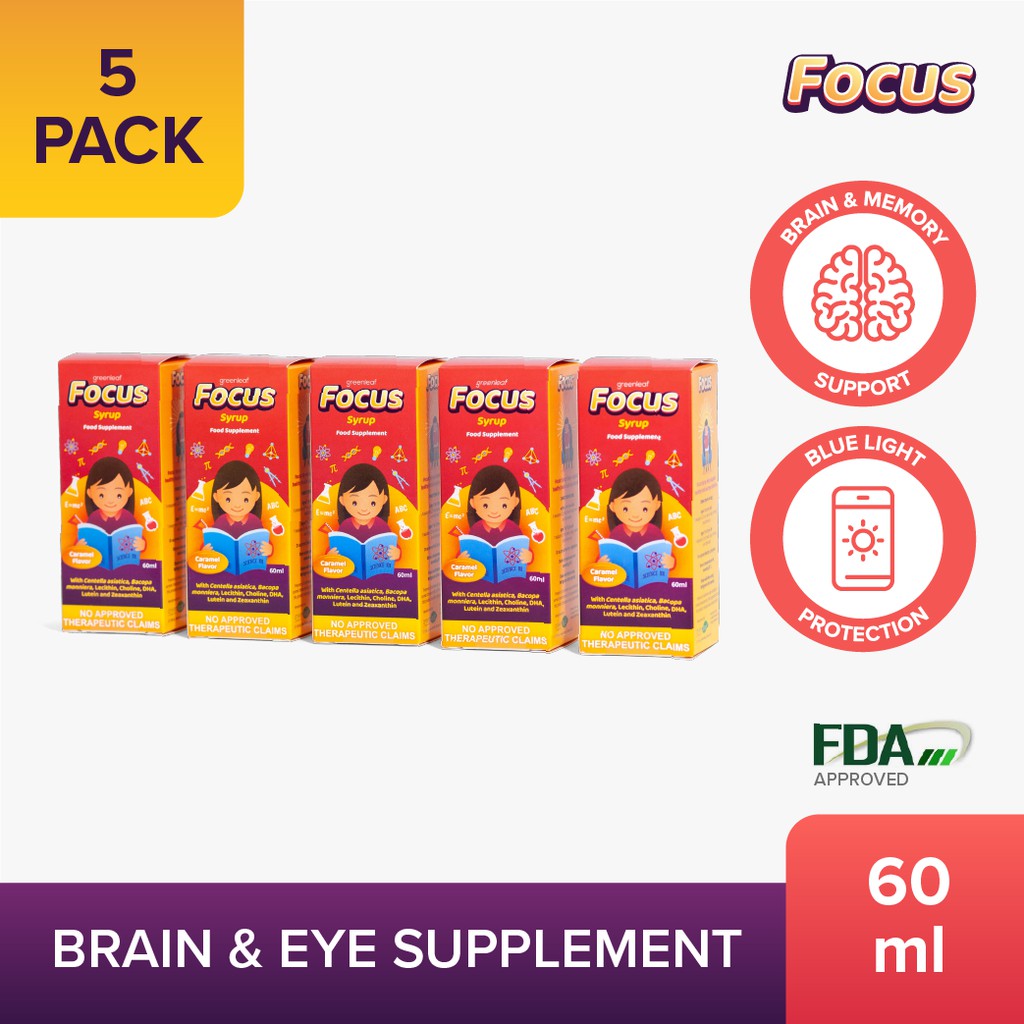 5 Pack Focus Syrup Brain And Eye Supplement For Kids 60ml | Shopee ...