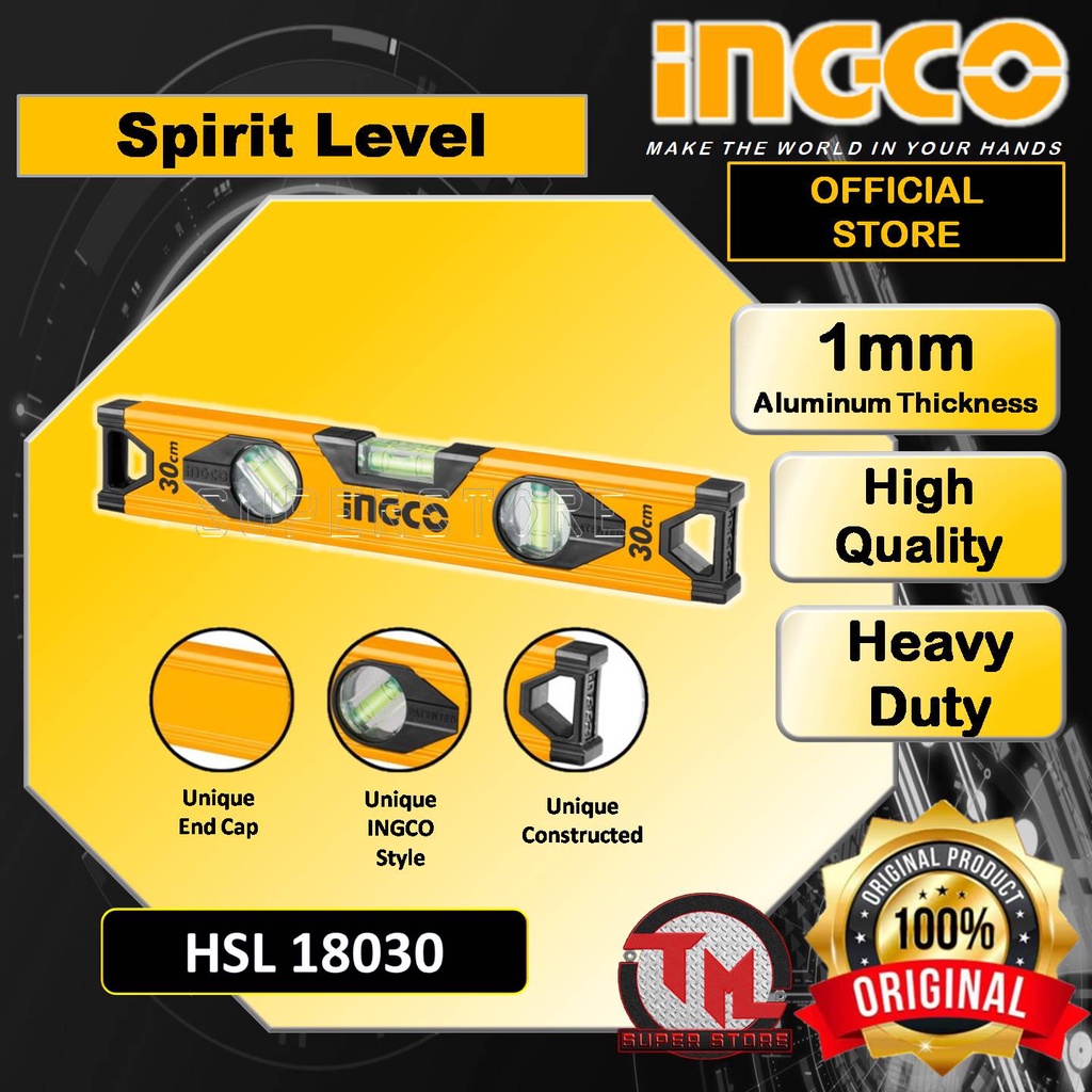 INGCO Level Bar Spirit Level 30 / 60 / 80cm • Tm ss | Shopee Philippines