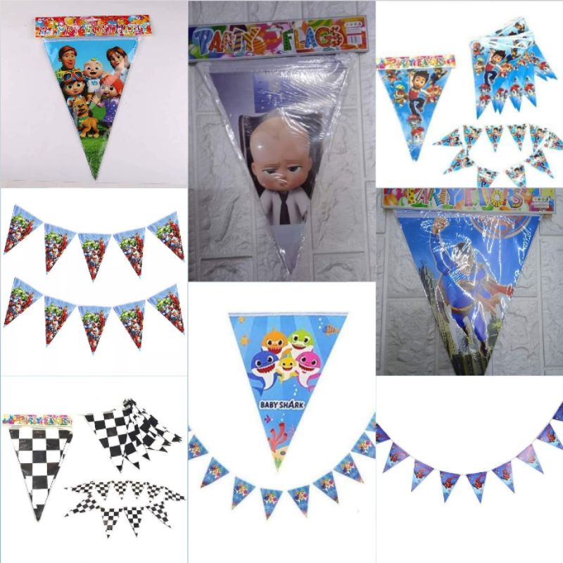 Character Banderitas Flags for Boys Coco Melon Superman Spiderman Car ...