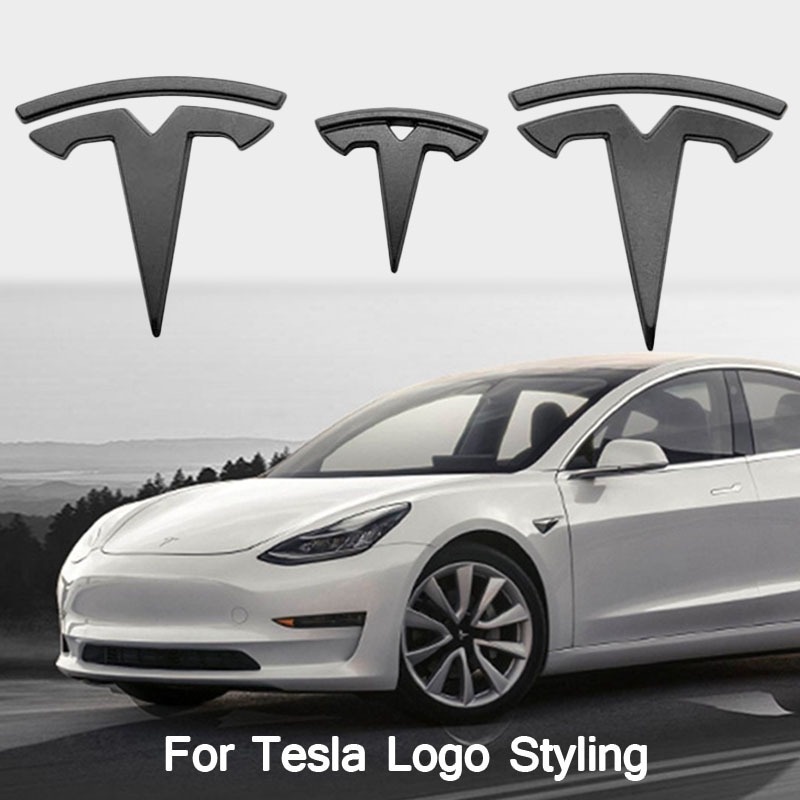 3pcs Logo Sticker for Tesla Model 3 Y Emblems Carbon Fiber ABS Steering ...