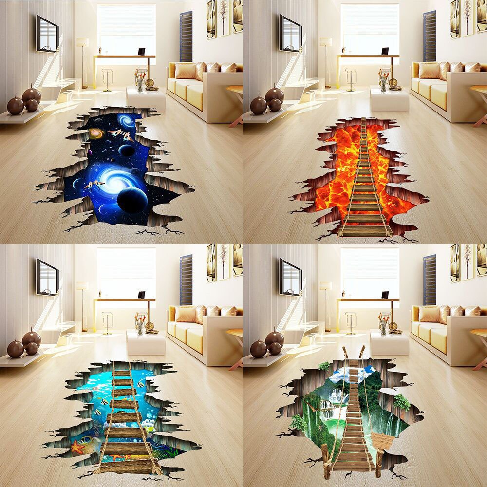 3D Big Flame Wall sticker children's bedroom PVC waterproof floor ...