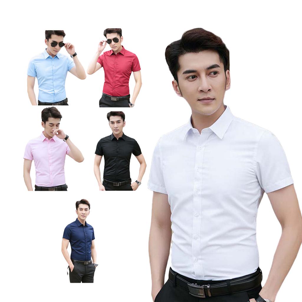 Plain Business Office Formal shirt Slim fit Short sleeve Suit shirt 6 ...