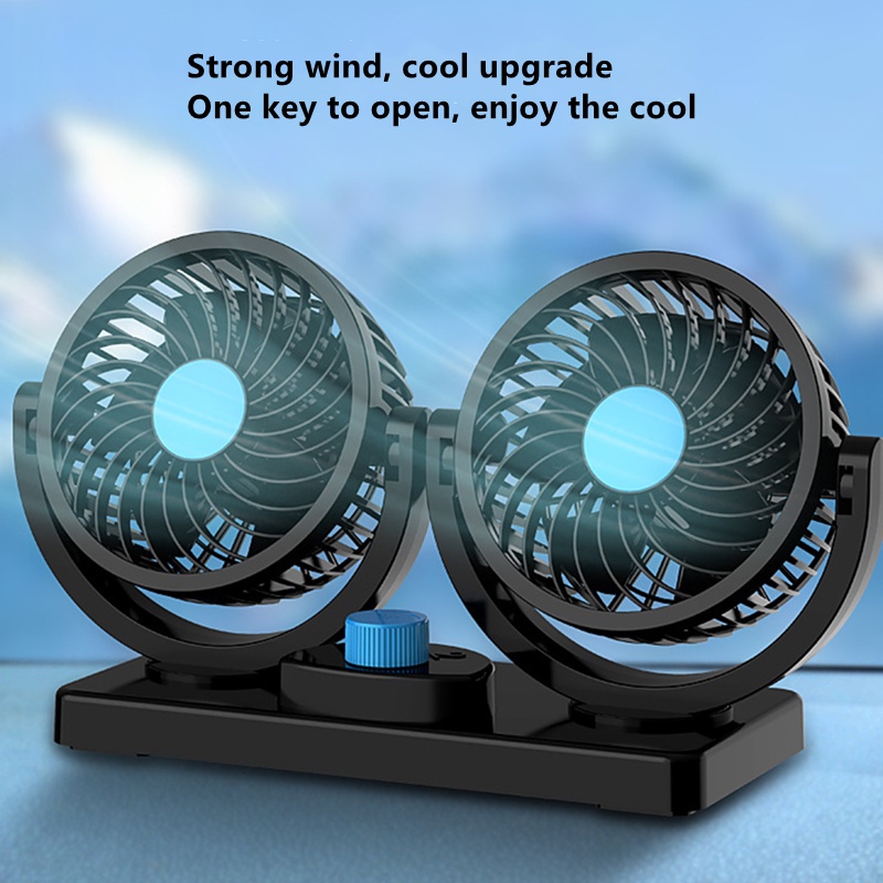 Car electric fan 12v 24V car double head mini fan outlet D-105 | Shopee ...