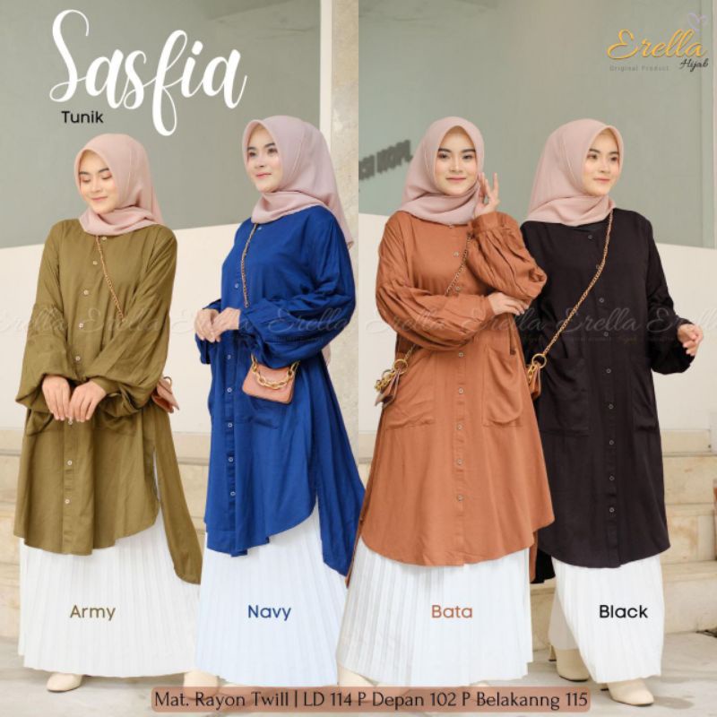 Sasfia TUNIC RAYON TWILL MATERIAL Original by Erella Hijab | Shopee ...