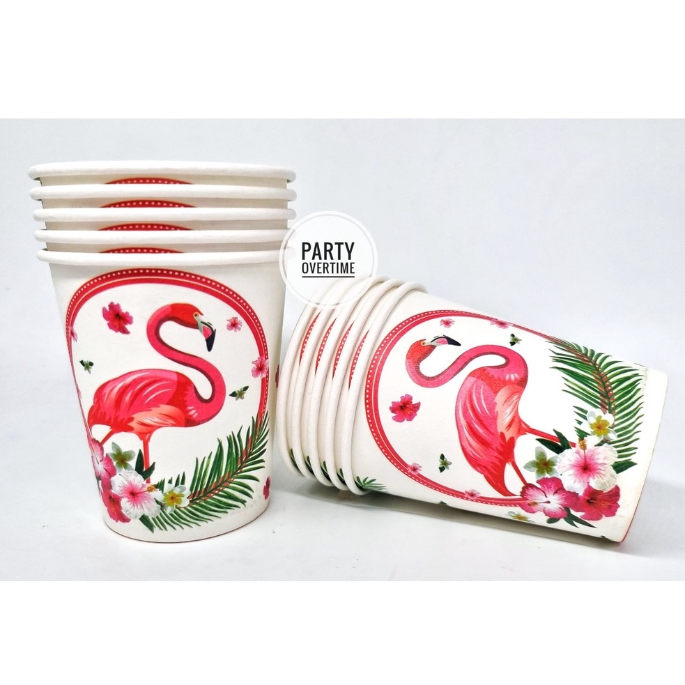 10 pcs Flamingo design Tropical Paradise Disposable Paper Cups Birthday ...
