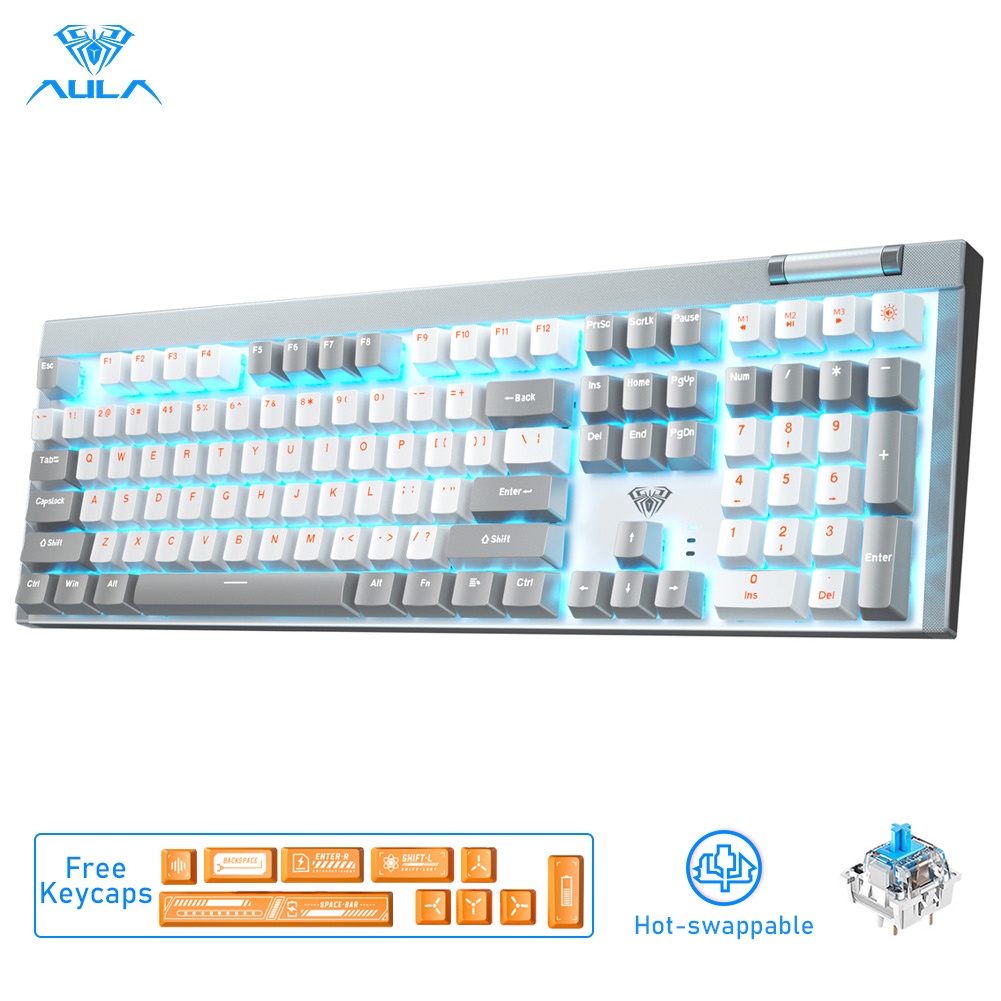 AULA F3050 Gaming Keyboard 108 Keys Type-C Wired/2.4G Wireless RGB Hot ...