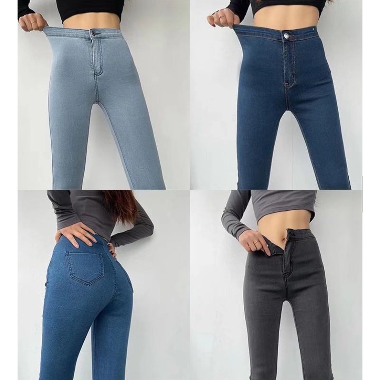 COD 6color high waist jeans joni jeans one button stretchable pants for girl size：25-32 | Shopee ...