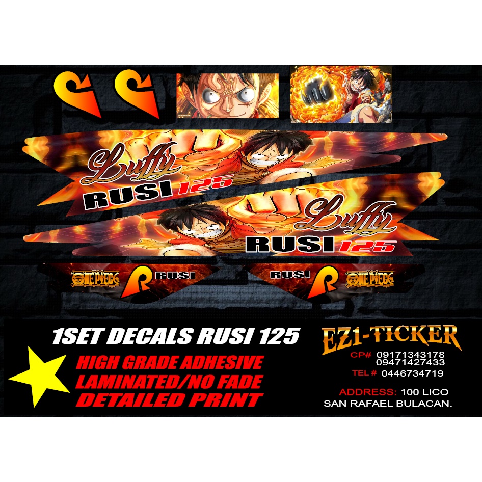 LUFFY RUSI 125 DECALS STICKER | Shopee Philippines