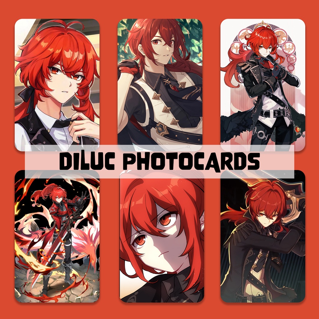 Genshin Impact Photocards - DILUC Textured Photocards Front and Back ...