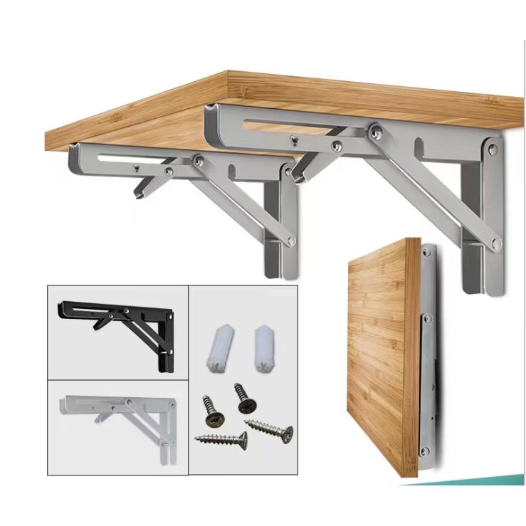 2PCS Spring Type Folding Angle Bracket Adjustable Wall Mounted Table ...
