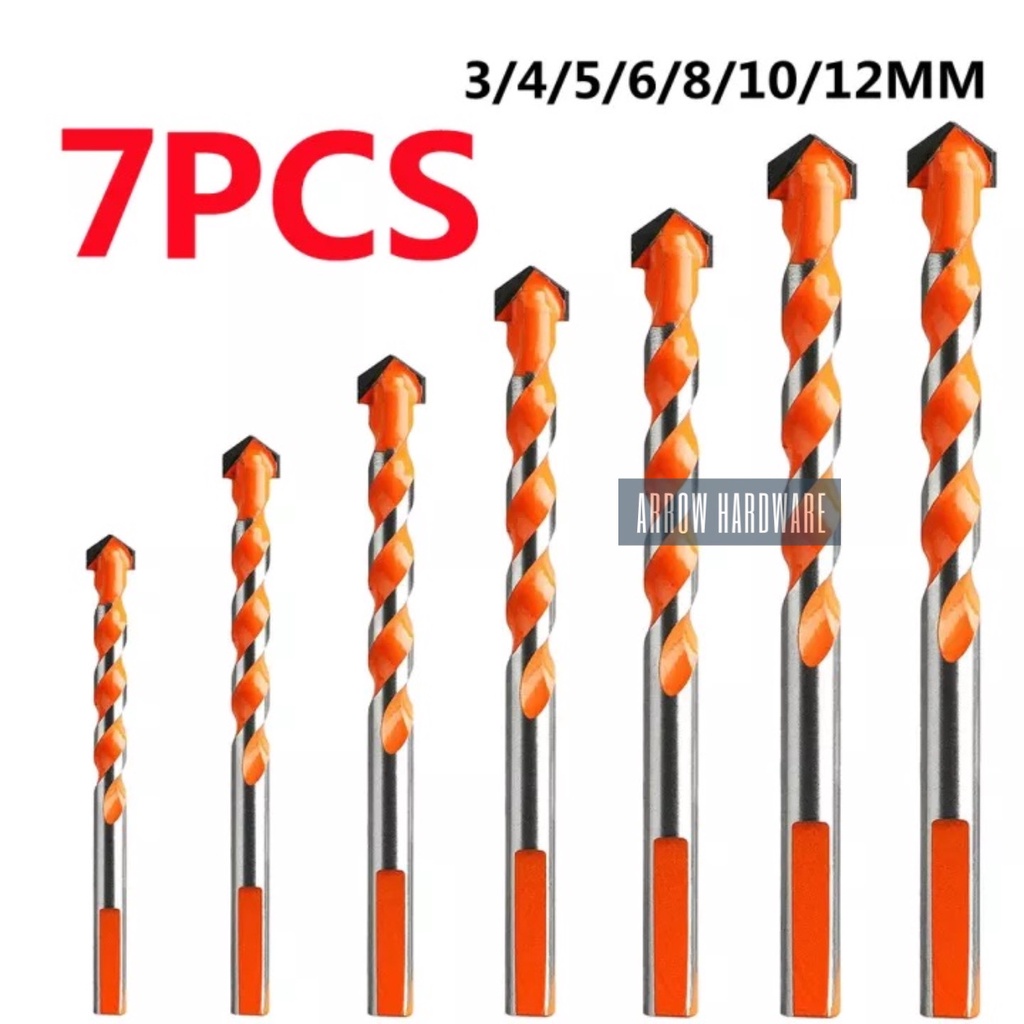 【local seller】7PCS/SET 3/4/5/6/8/10/12MM Alloy Triangle Overlord Drill ...