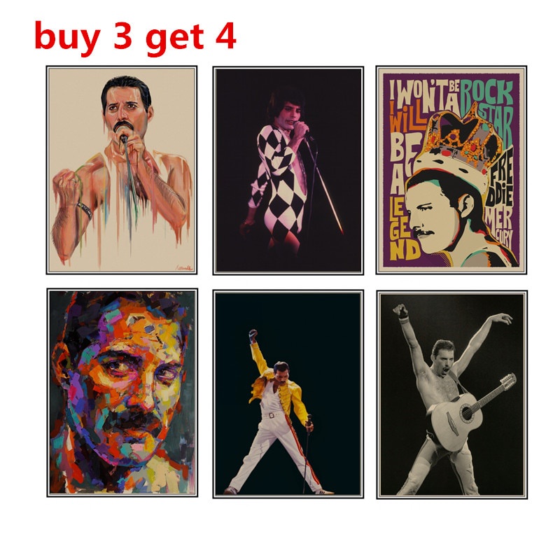 Queen Band Music Kraft Paper Poster Freddie Mercury,Brian May Vintage ...