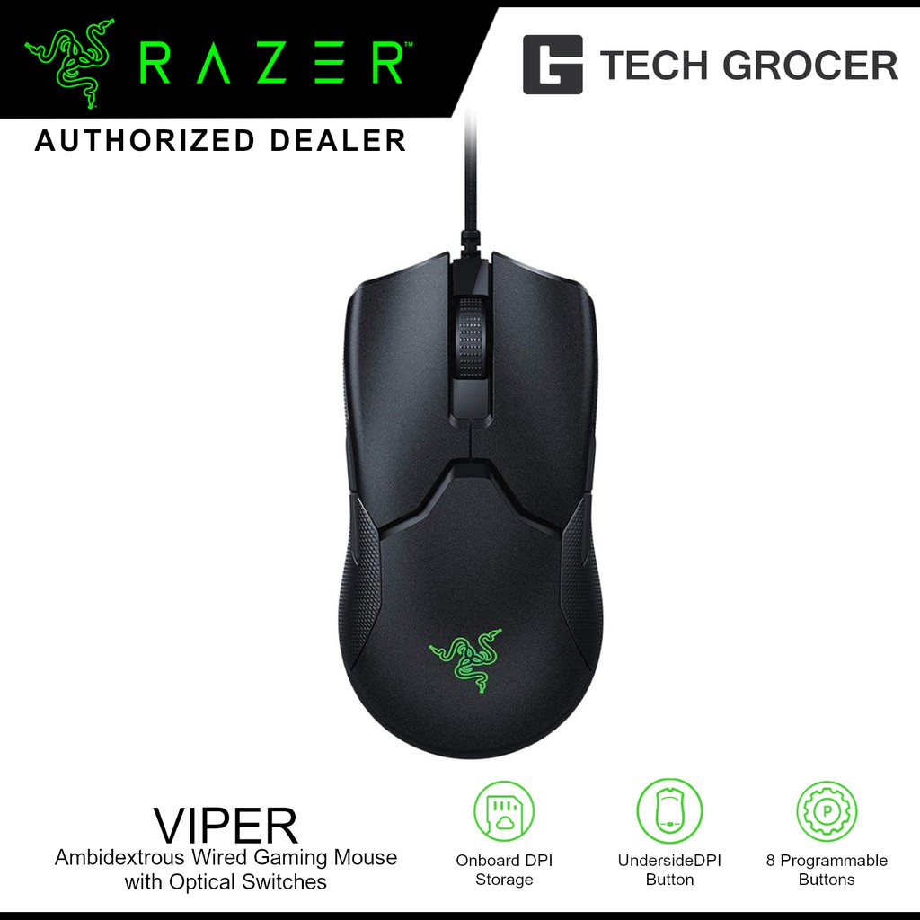 Razer Viper Wired Gaming Mouse with Optical Switches (Black) | Shopee ...