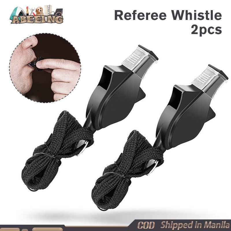 2Pcs Sports Referee Whistles With Lanyard Black Dolphin Whistle ...