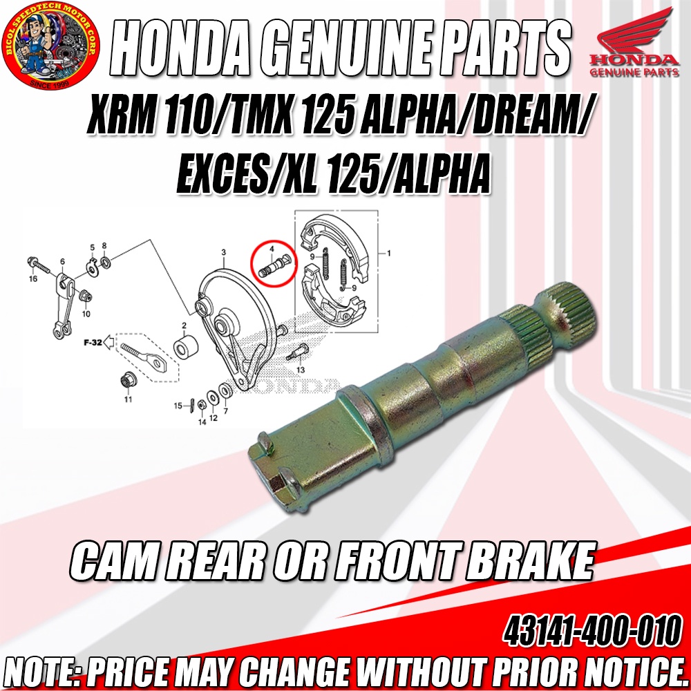 XRM 110/TMX 125 ALPHA/DREAM/EXCES/XL 125/ALPHA CAM REAR OR FRONT BRAKE ...