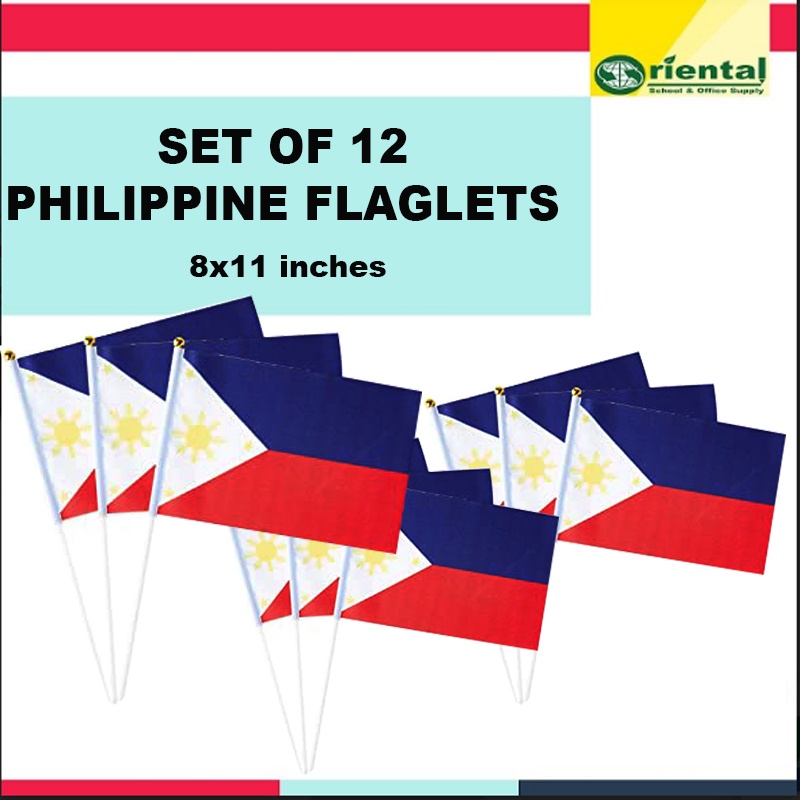 Set of 12 Small Philippine Flaglets Nylon Flags 8x11 inches w/16in ...