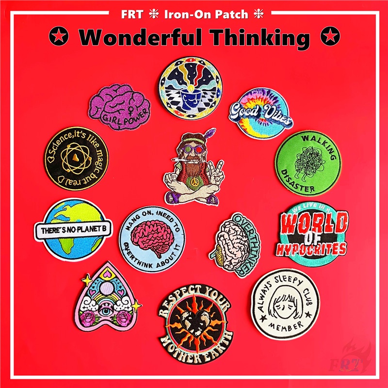 ☸ The Wonderful Thinking Iron-On Patch ☸ 1Pc Meditation Brain Earth ...